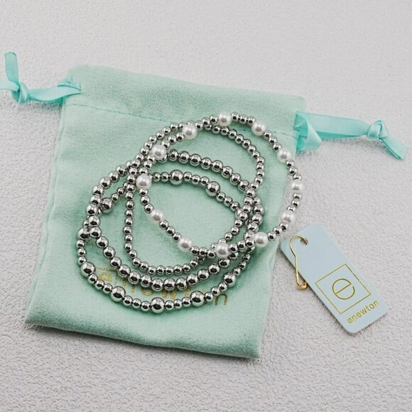 enewton | Jewelry | Enewton 4pcs White Pearl Silver Beaded Bracelet Set ...
